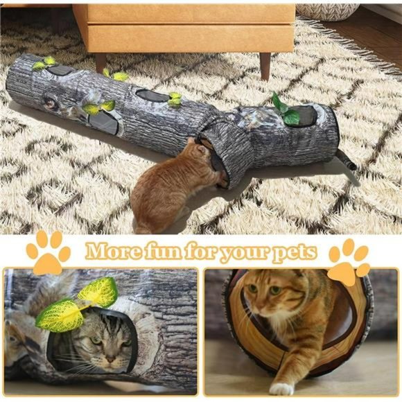 Cat | Cat Tunnel For Indoor Cats Tree Trunk 3 Ways Collapsible Cat ...